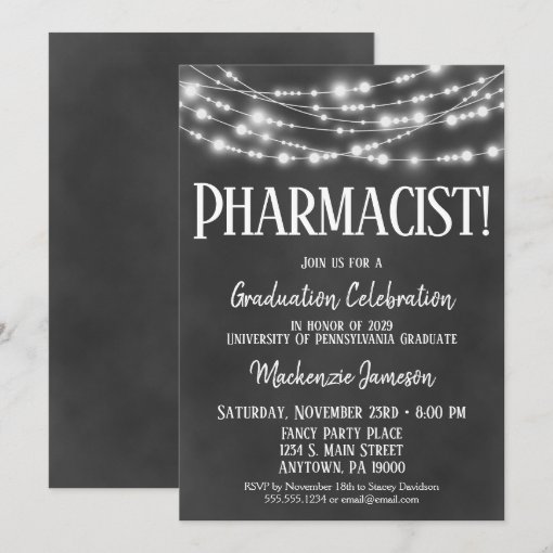 Chalkboard Pharmacist Graduation Party Invitation | Zazzle