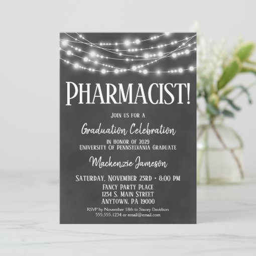 Chalkboard Pharmacist Graduation Party Invitation | Zazzle