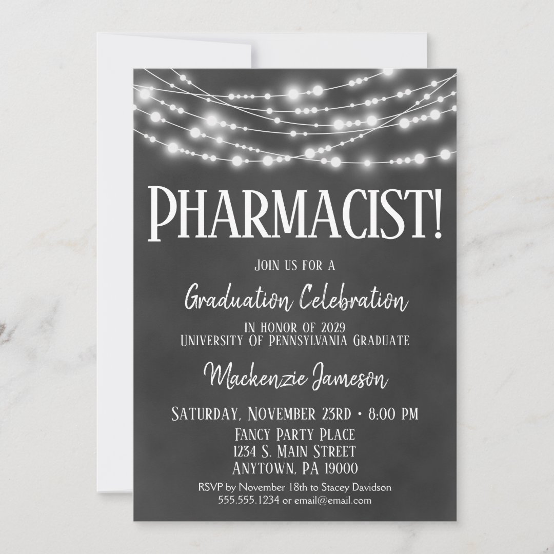 Chalkboard Pharmacist Graduation Party Invitation | Zazzle