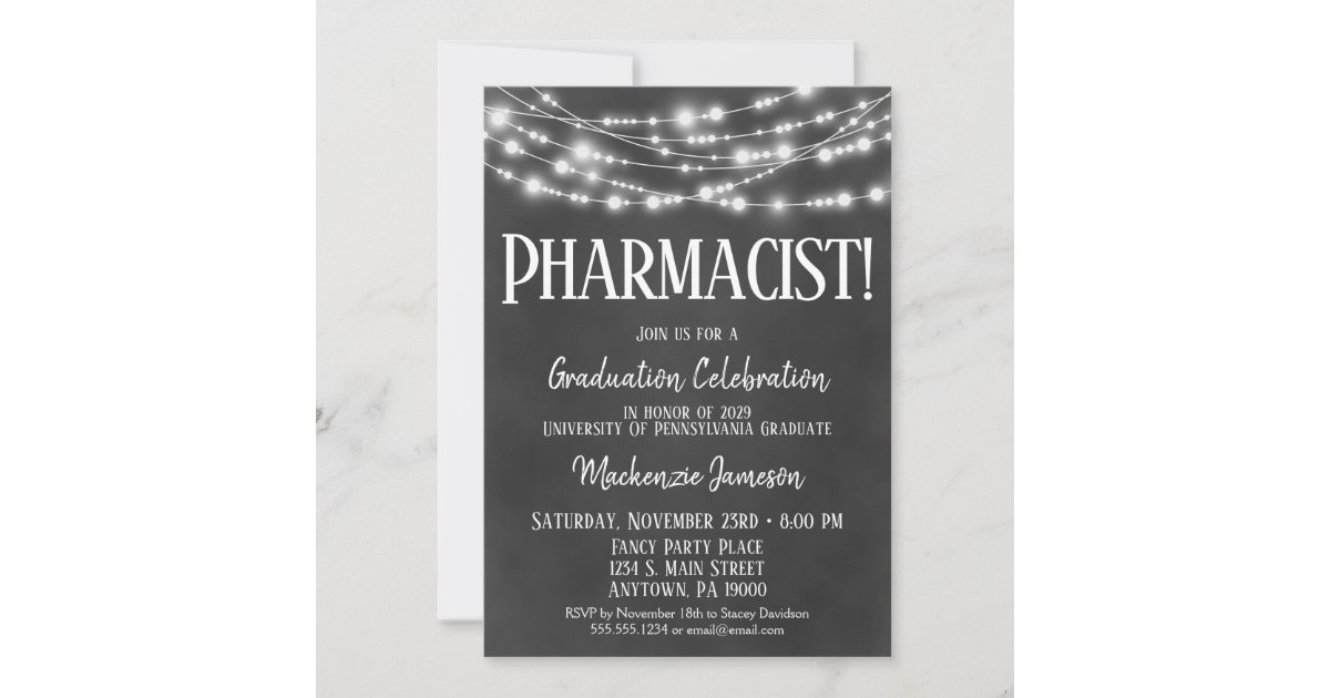 Chalkboard Pharmacist Graduation Party Invitation | Zazzle