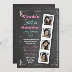 Chalkboard Photo Booth Party Invitations | Zazzle