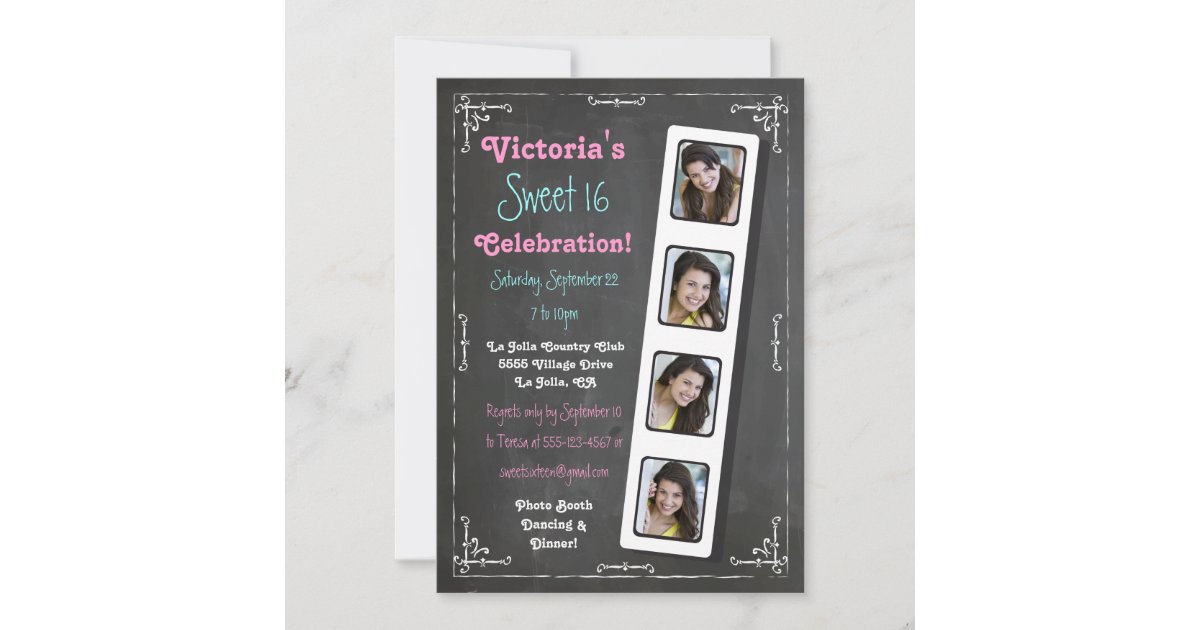 Chalkboard Photo Booth Party Invitations | Zazzle