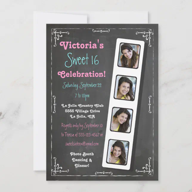 Chalkboard Photo Booth Party Invitations | Zazzle