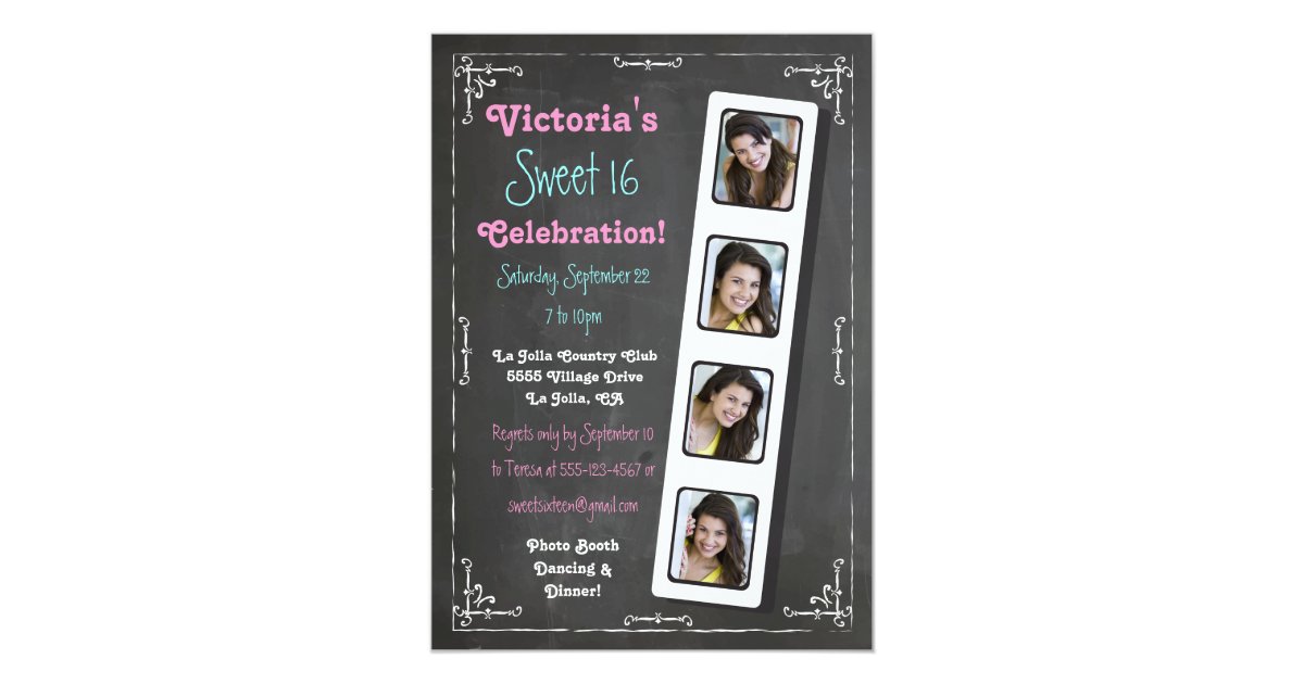 Chalkboard Photo Booth Party Invitations | Zazzle.com