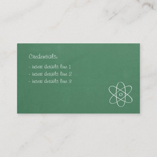 Chalkboard Physics Science Teacher Business Cards | Zazzle