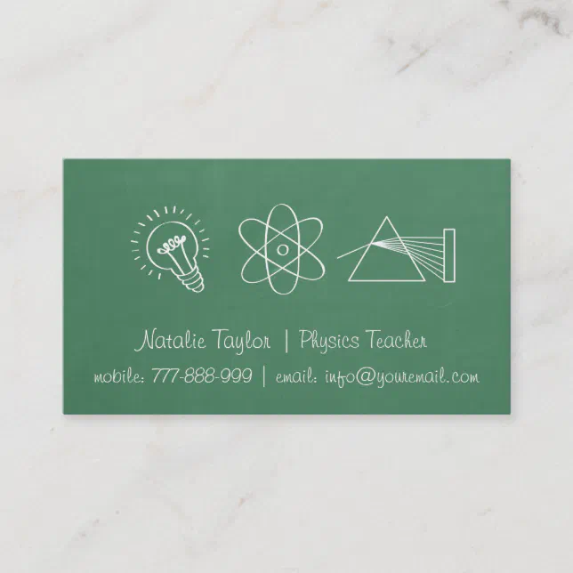 Chalkboard Physics Science Teacher Business Cards | Zazzle