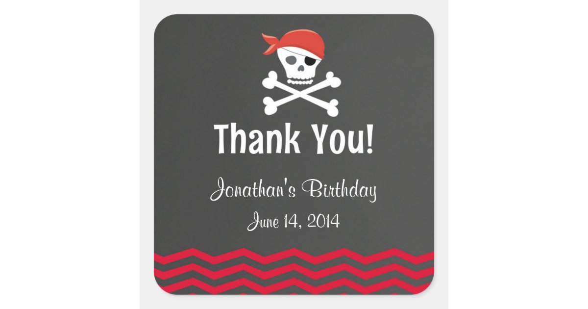 Chalkboard Pirate Birthday Stickers | Zazzle