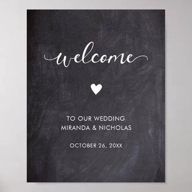 Chalkboard poster rustic wedding welcome sign | Zazzle