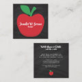 Chalkboard Red Apple Teacher school student book Square Business Card ...