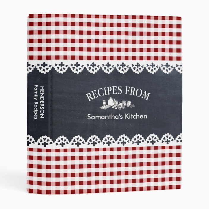 Chalkboard Red Checkered Cookbook Recipe Mini Binder | Zazzle.com