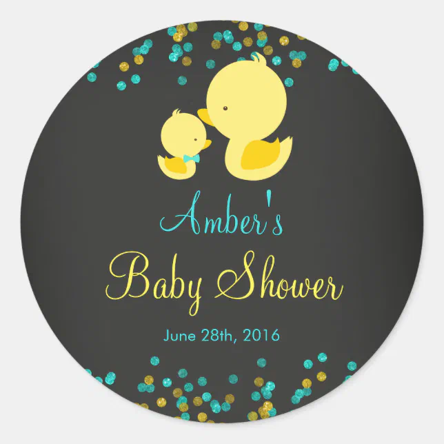 Chalkboard Rubber Duck Baby Shower Sticker | Zazzle
