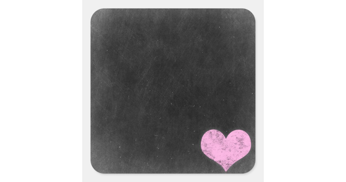 Chalkboard Rustic Shabby Chic Pink Chalk Heart Square Sticker | Zazzle