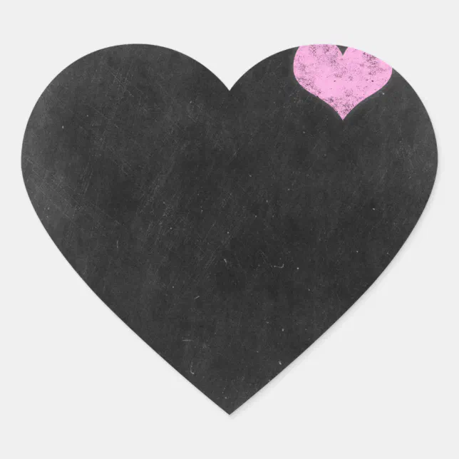 Chalkboard Rustic Shabby Chic Pink Chalk Love Heart Sticker | Zazzle