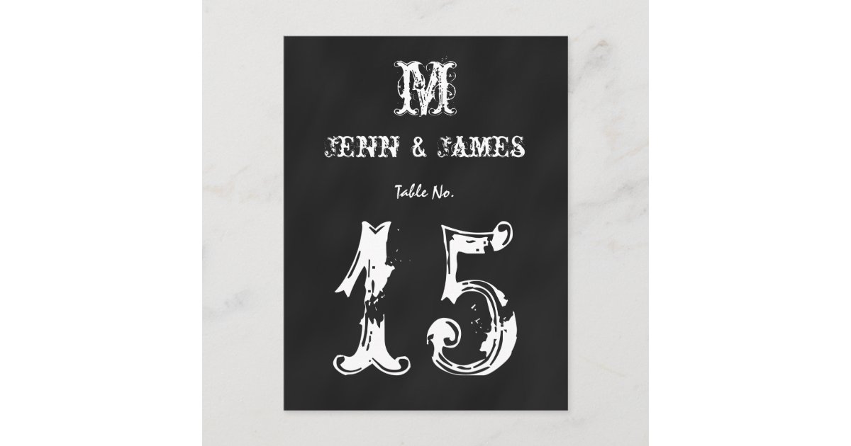 Chalkboard Rustic Wedding Table Number Card | Zazzle