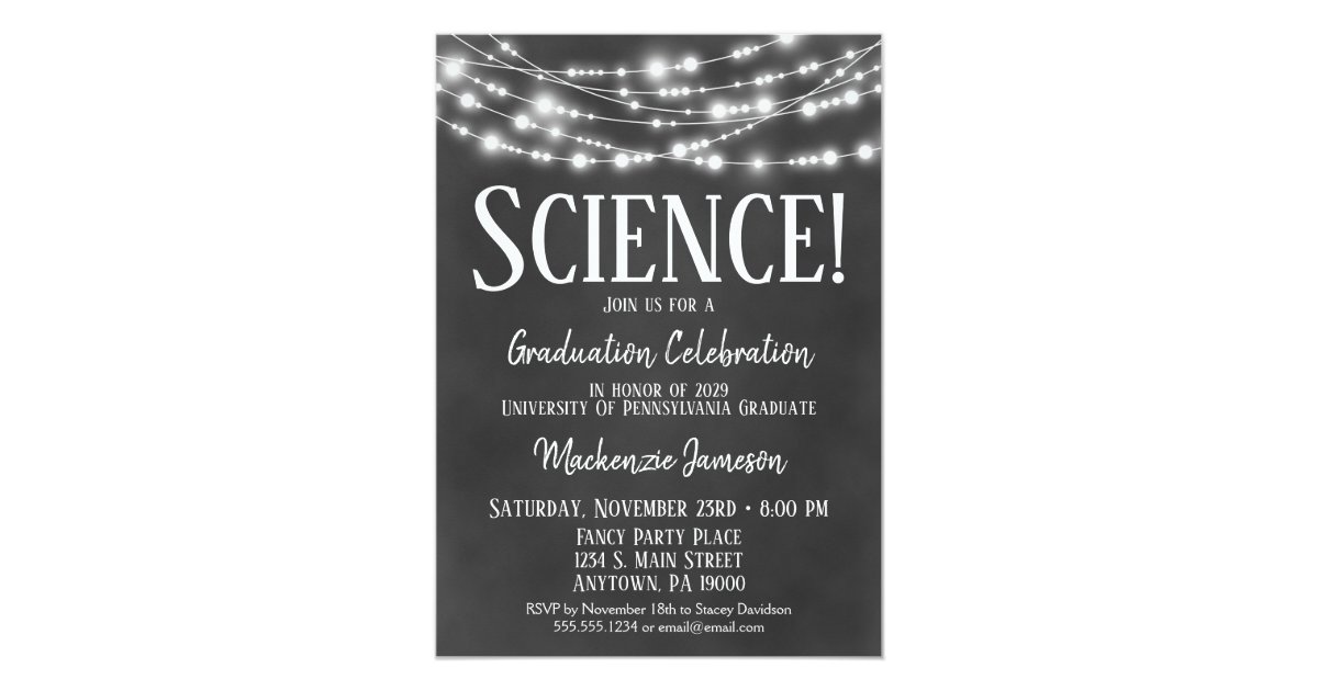 Chalkboard Science Graduation Party Invitation | Zazzle.com