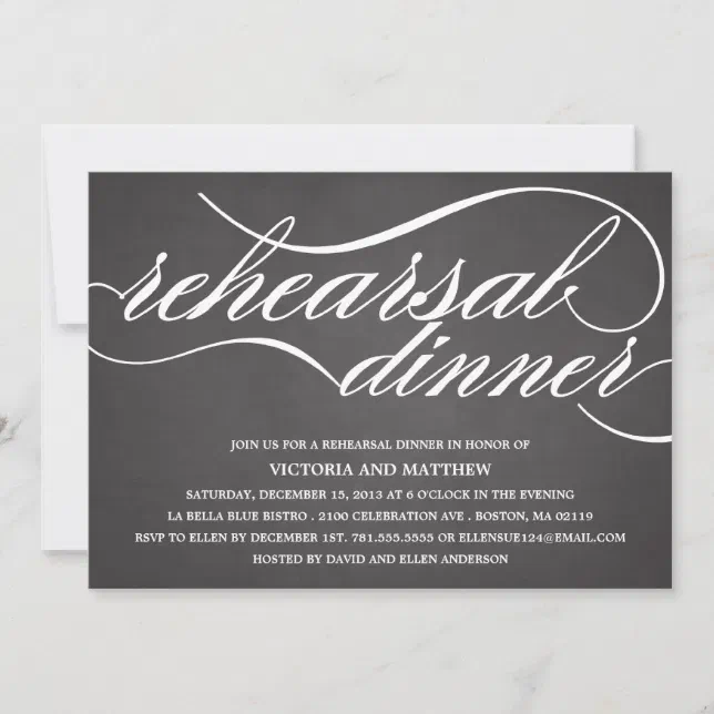 CHALKBOARD SCRIPT | REHEARSAL DINNER INVITE | Zazzle