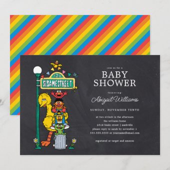 Chalkboard Sesame Street Street Sign Baby Shower Invitation | Zazzle