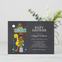 Chalkboard Sesame Street Street Sign Baby Shower Invitation | Zazzle