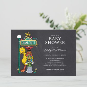 Chalkboard Sesame Street Street Sign Baby Shower Invitation | Zazzle