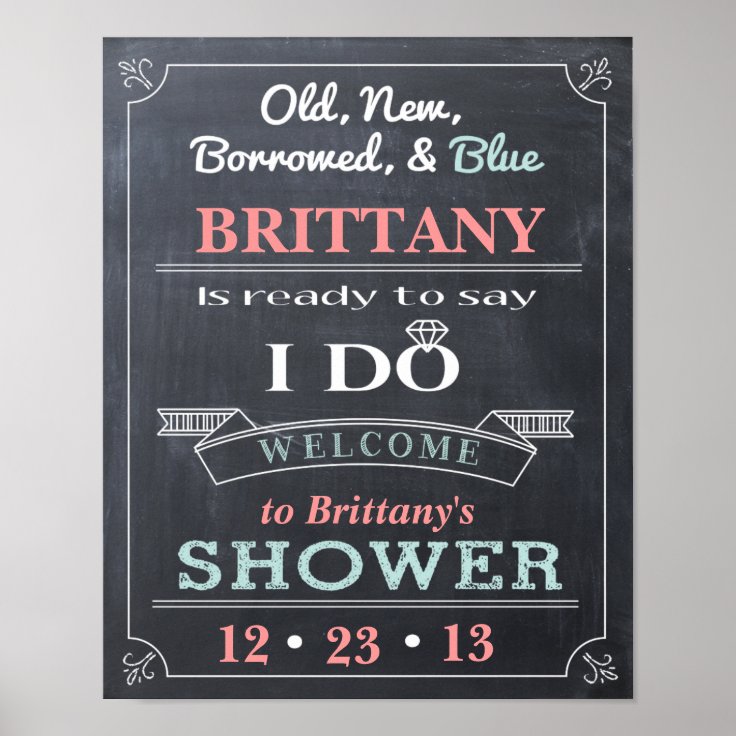 Chalkboard Shower Sign Welcome Poster | Zazzle