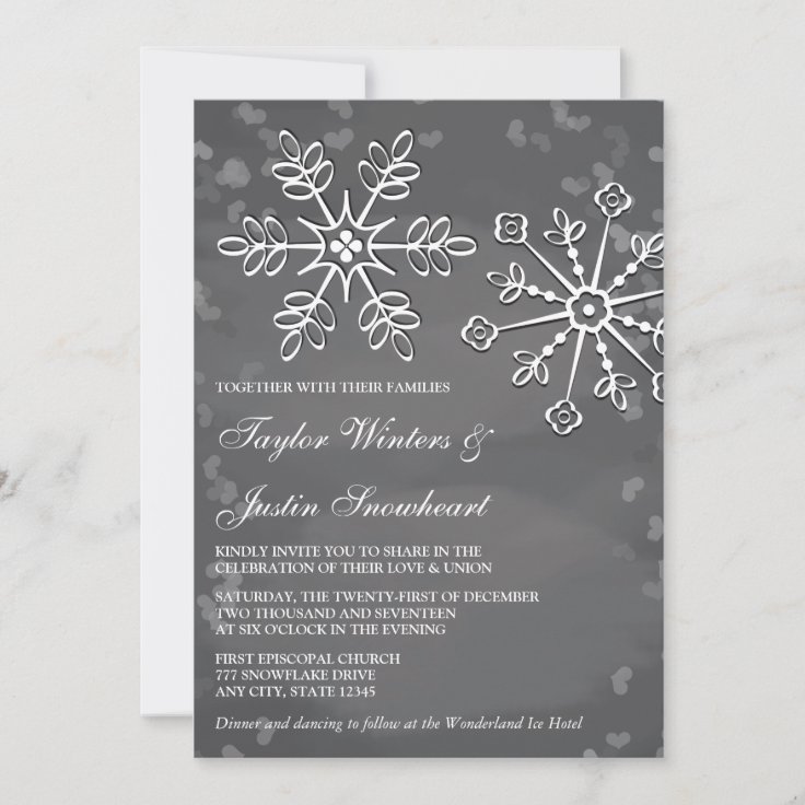 Chalkboard Snowflake Wedding Invitations | Zazzle