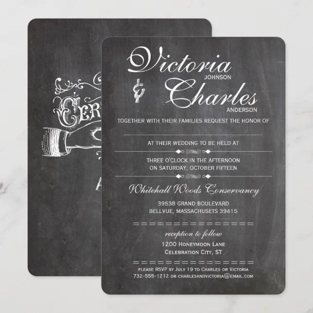 Chalkboard Space for Hand Written Guest Name Invitation | Zazzle