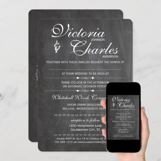 Chalkboard Space for Hand Written Guest Name Invitation | Zazzle