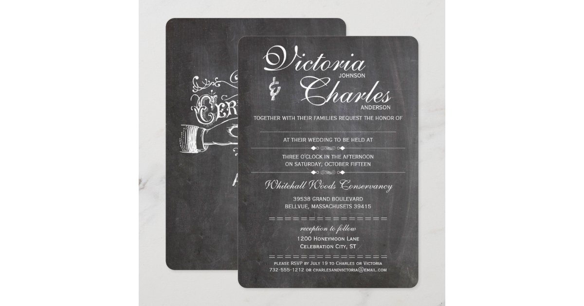 Chalkboard Space for Hand Written Guest Name Invitation | Zazzle
