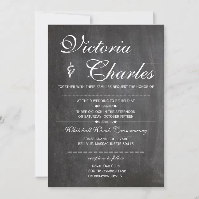 Chalkboard Space for Hand Written Guest Name Invitation | Zazzle