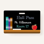 Chalkboard student plastic badge hall pass | Zazzle