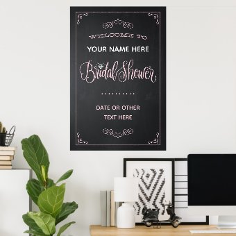 Chalkboard Style Bridal Shower Poster | Zazzle