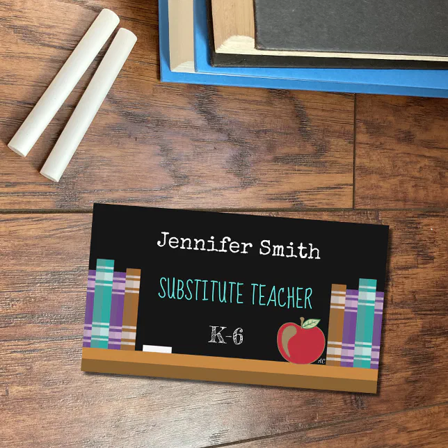 Chalkboard Substitute Teacher Business Cards | Zazzle