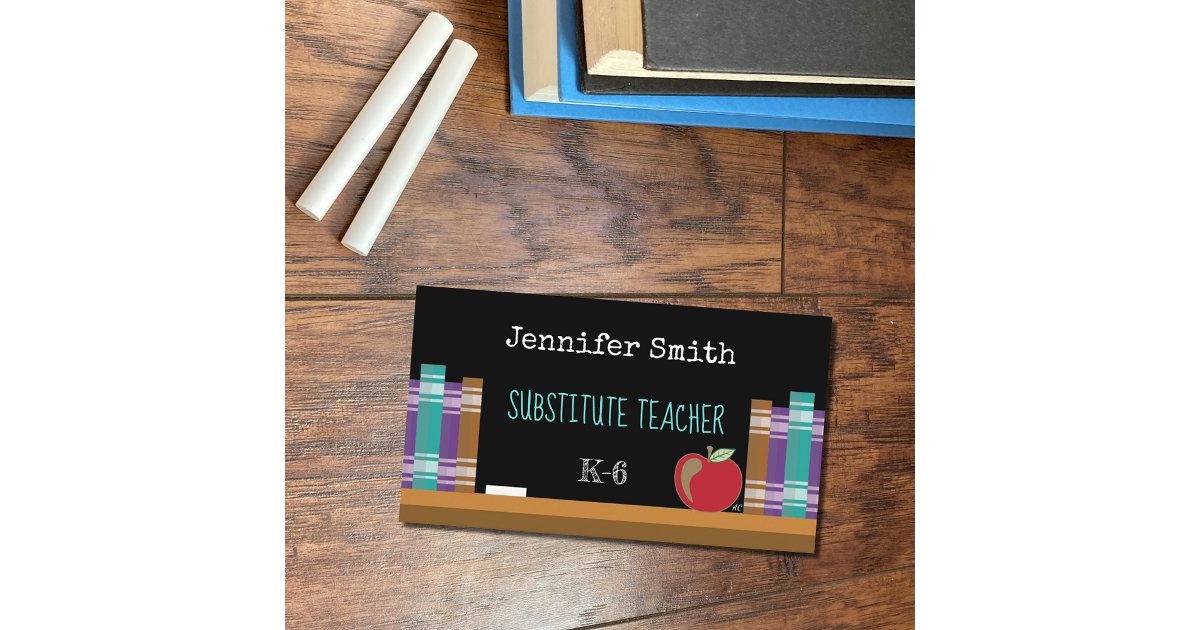 Chalkboard Substitute Teacher Business Cards | Zazzle