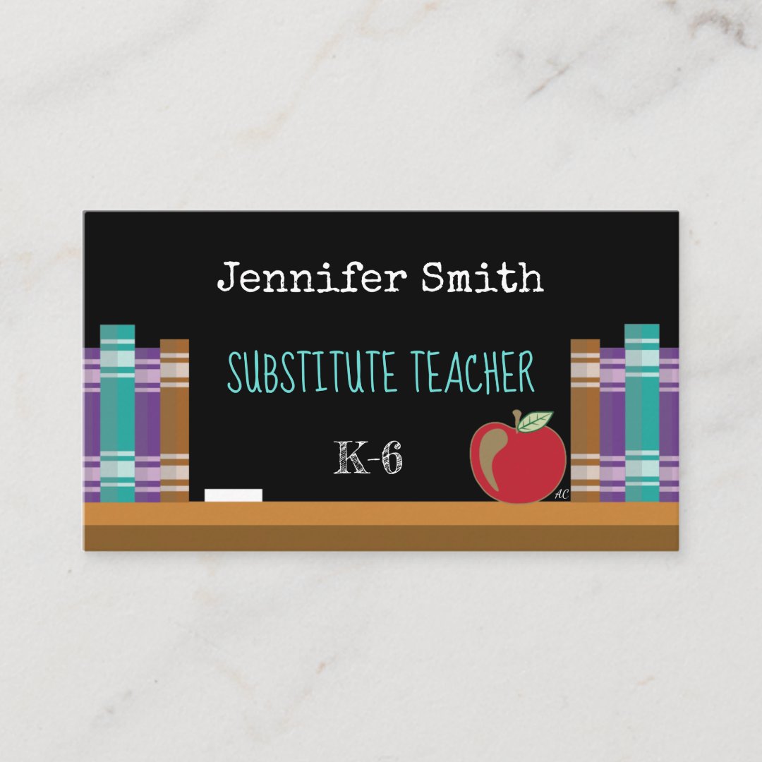 Chalkboard Substitute Teacher Business Cards | Zazzle