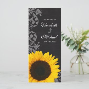 Chalkboard Sunflower Swirls Wedding Program | Zazzle