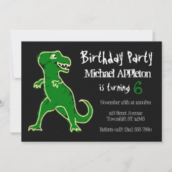 Chalkboard T-Rex Dinosaur Birthday Invitations | Zazzle