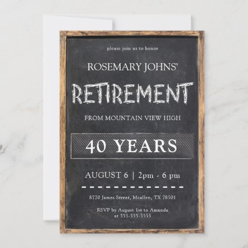 Chalkboard Teacher Retirement Party Invitation | Zazzle