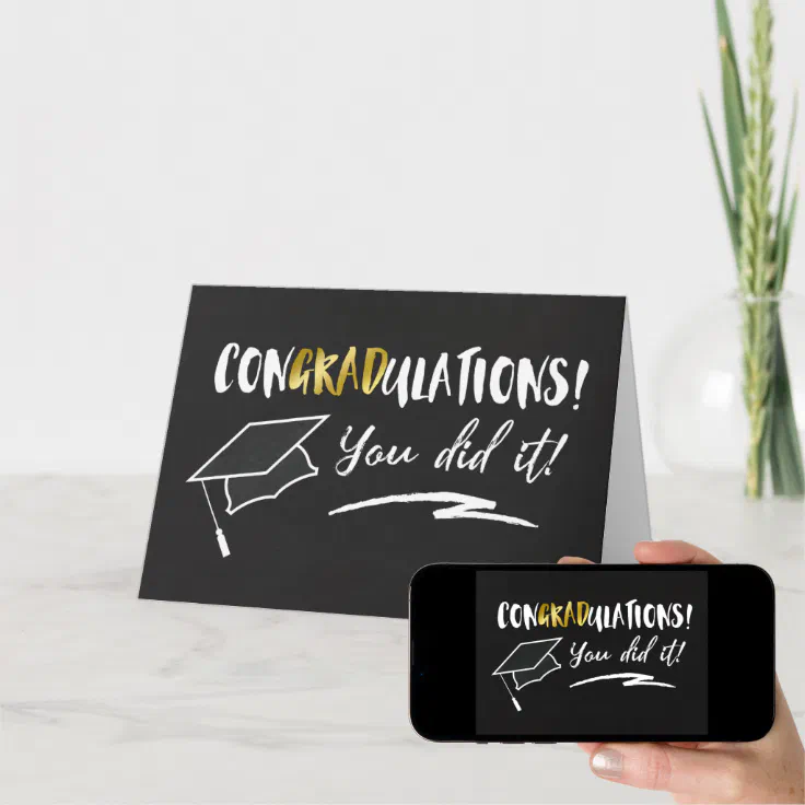 Chalkboard & Typography Graduation Pun Card | Zazzle