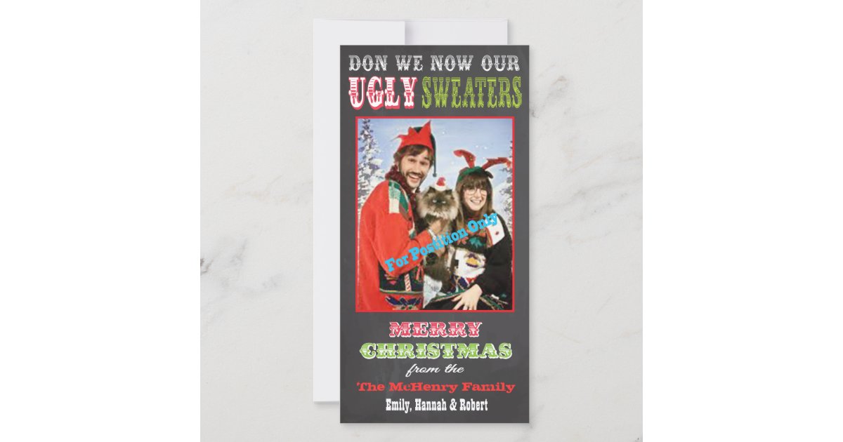 Chalkboard Ugly Christmas Sweater Photo Card | Zazzle