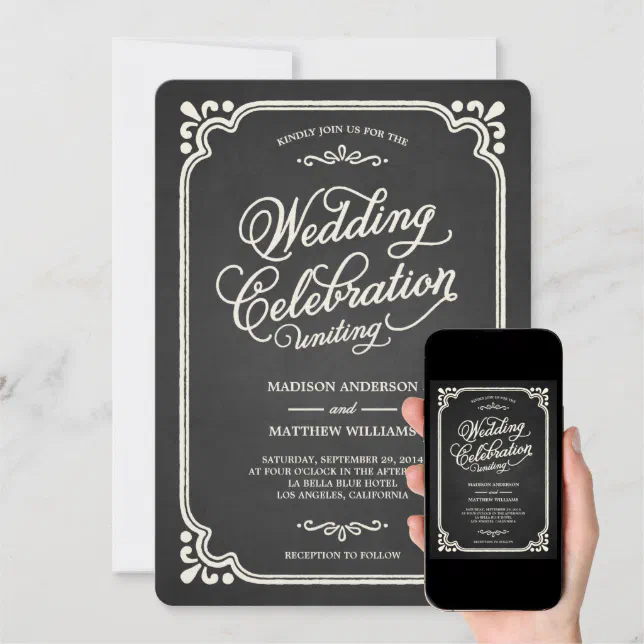 Chalkboard Union | Wedding Invitation | Zazzle