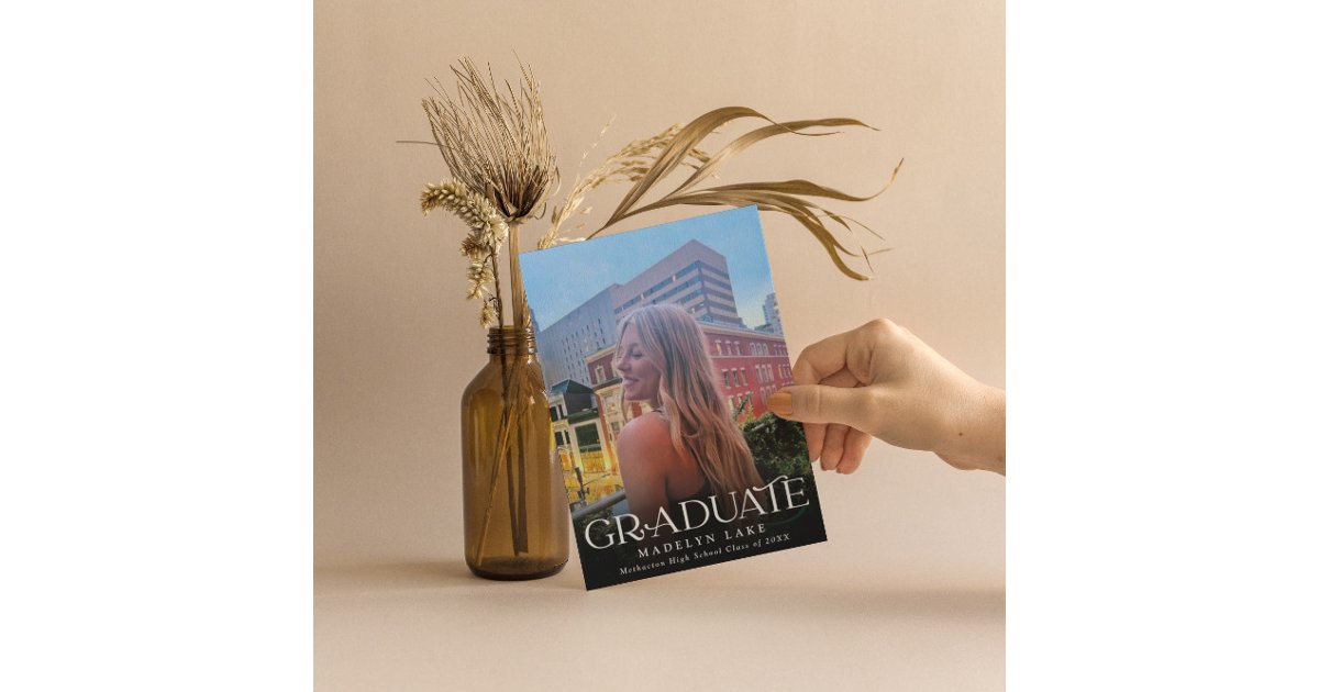 Chalkboard Vertical Three Photo 2023 Graduation Invitation | Zazzle
