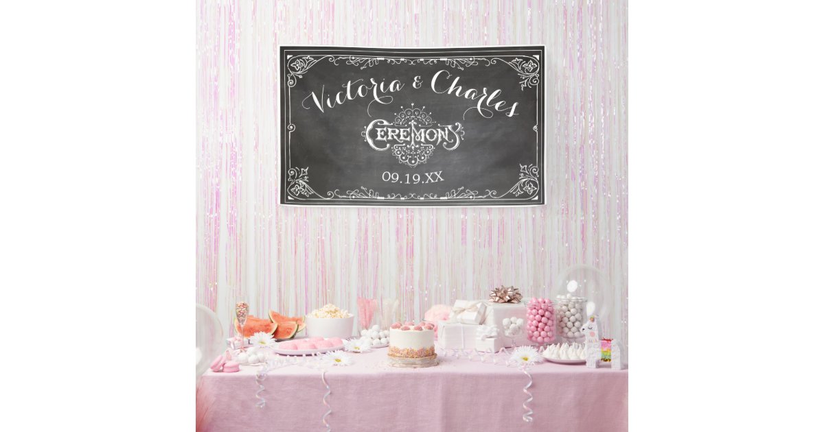 Chalkboard Vintage Typography Wedding Banner | Zazzle