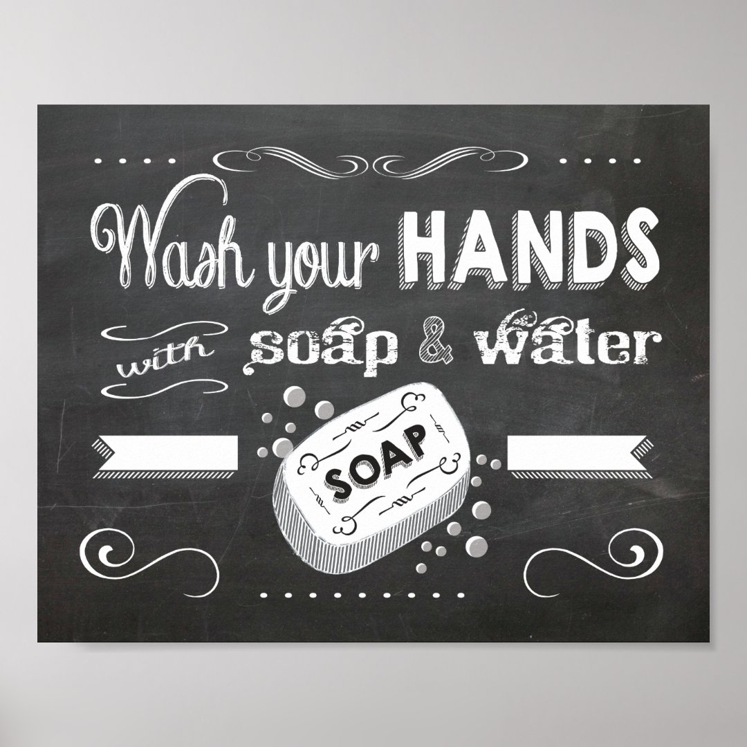Chalkboard Wash your hands poster | Zazzle