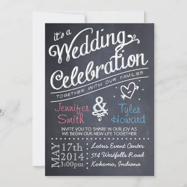 Chalkboard Wedding Invitation | Zazzle