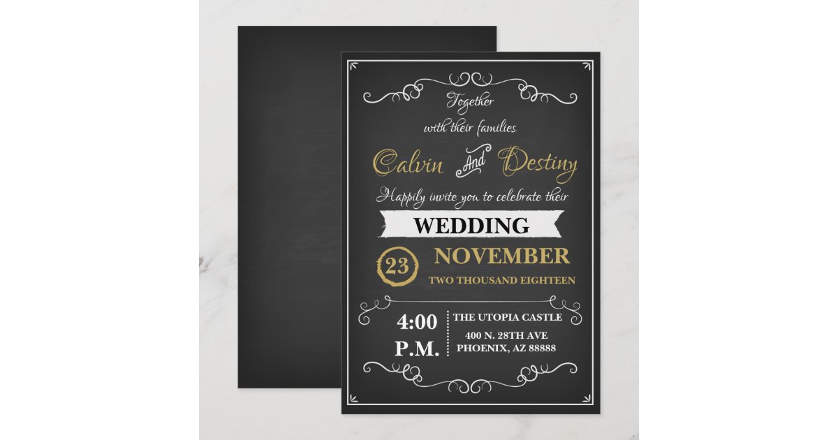 Chalkboard Wedding Invitation | Zazzle