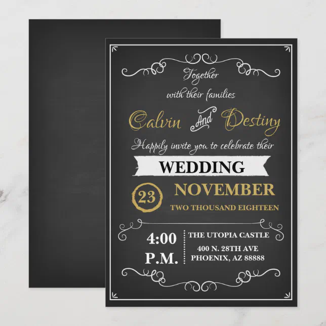 Chalkboard Wedding Invitation | Zazzle