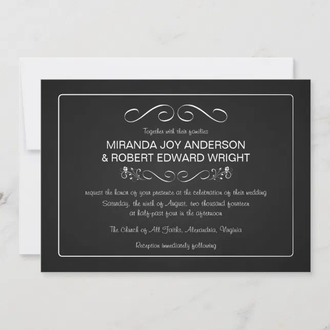 Chalkboard Wedding Invitations Plain and Simple | Zazzle