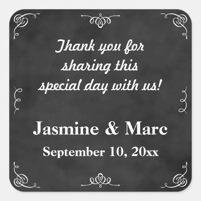 Chalkboard Wedding or Bridal Shower Favor Sticker | Zazzle