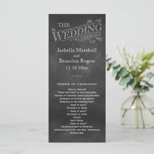 Chalkboard Wedding Program | Zazzle