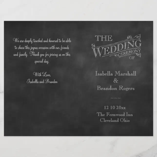 Chalkboard Wedding Program | Zazzle